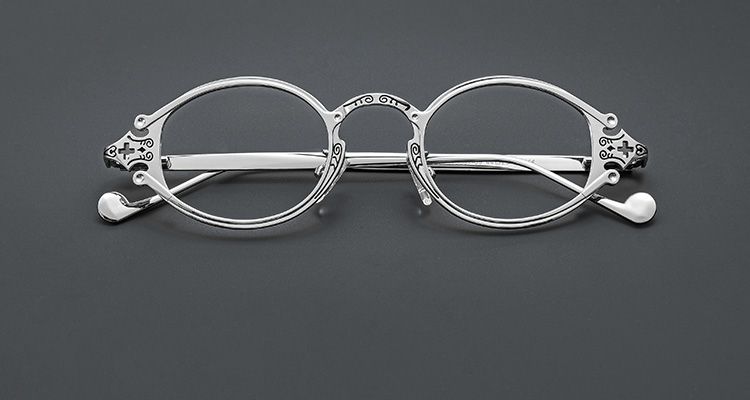 oval silver specs frame