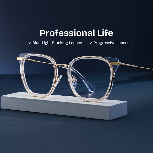 Cameron Eyeglasses in Square Clear-gold Frame | Zeelool