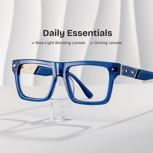 Trent Eyeglasses in Rectangle Blue Frame | ZEELOOL UK