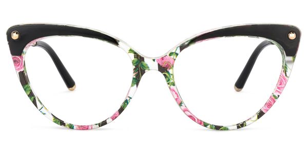 Alivia Cat Eye Pink-Green-Floral Eyeglasses and Frames